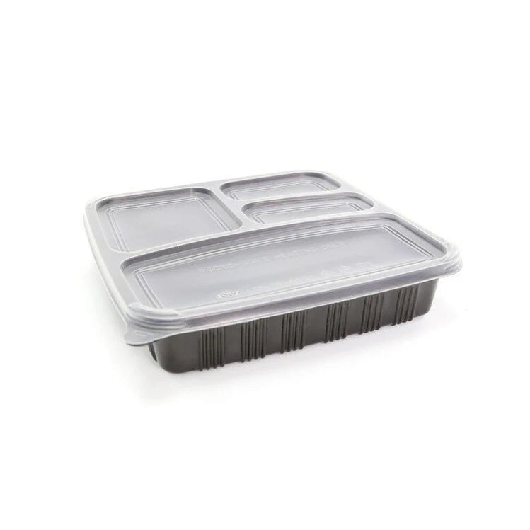 SET | 4 COMPARTMENT CONTAINERS BLACK 150SET — Sunwide Bubble Tea